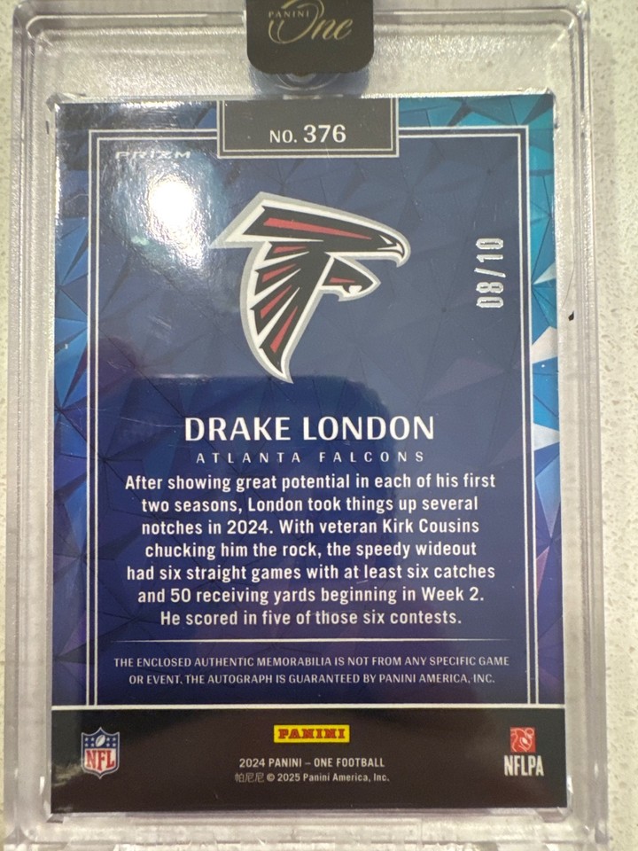 Drake London Panini One Wonderful Ones Gold Autograph Patch 8/10 | eBay