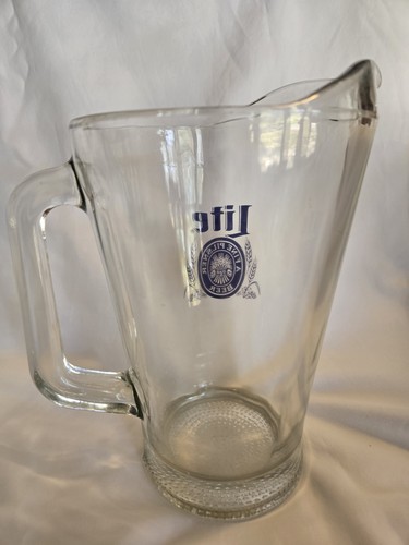 Vintage Miller Lite Pilsner Beer 1980's Heavy Glass Bar Pitcher One ...