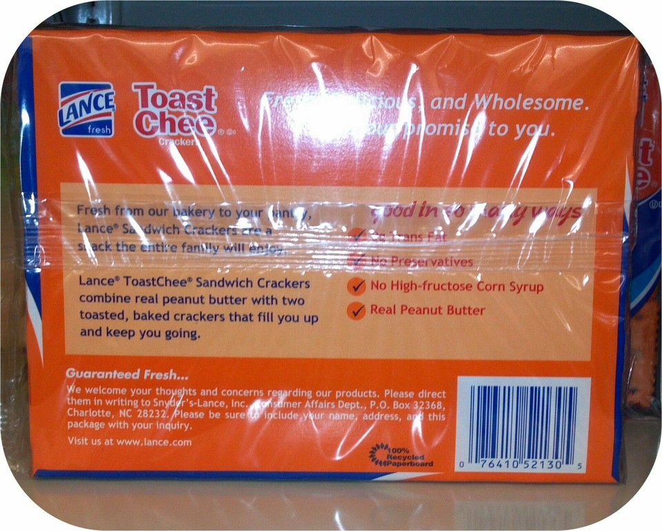 Toastchee Lance Sandwich Crackers Cheese Peanut Butter Crackers 6 pack ...