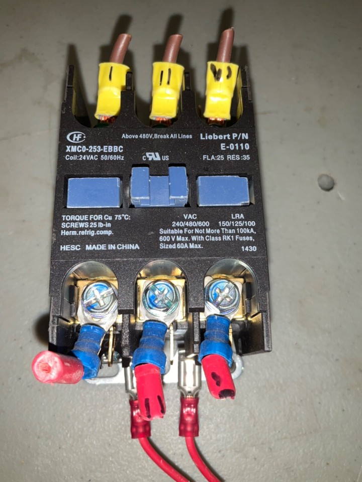Liebert Homer XMC0-253-EBBC Contactor 3 Pole 24Vac Coil 50/60Hz | eBay