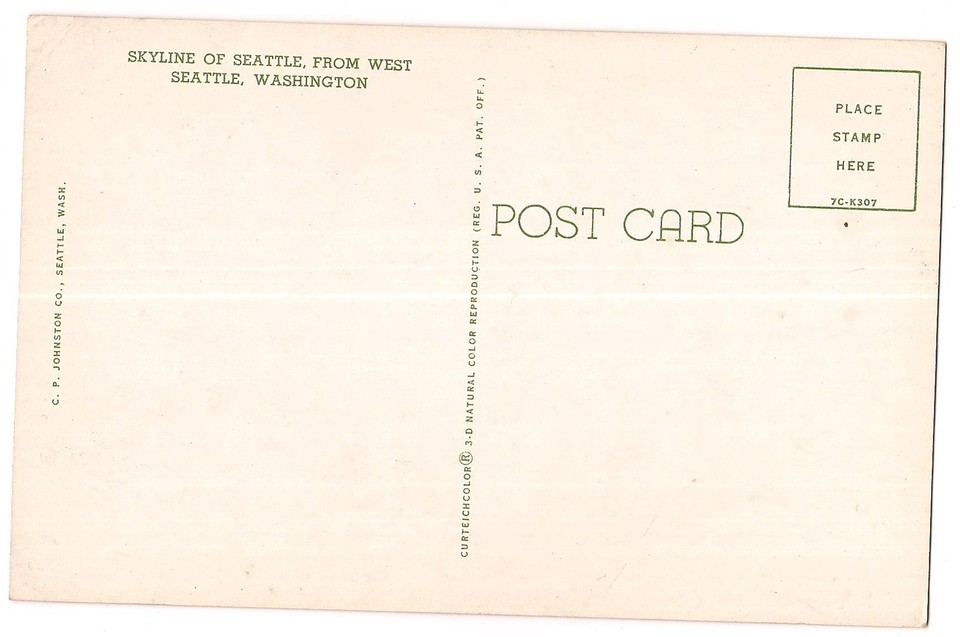 SKYLINE of SEATTLE from WEST Docks, Boats, Smokestacks WASHINGTON ...
