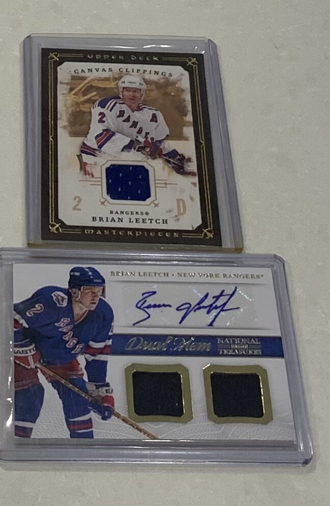 Brian Leetch Rangers Signed 2X Black Jersey & UD Canvas Blue Jersey (2 ...