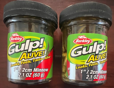 2 Berkley Gulp Alive Minnow 1 Inch, 2.1 Oz Scented Bait (2 Jars Total ...