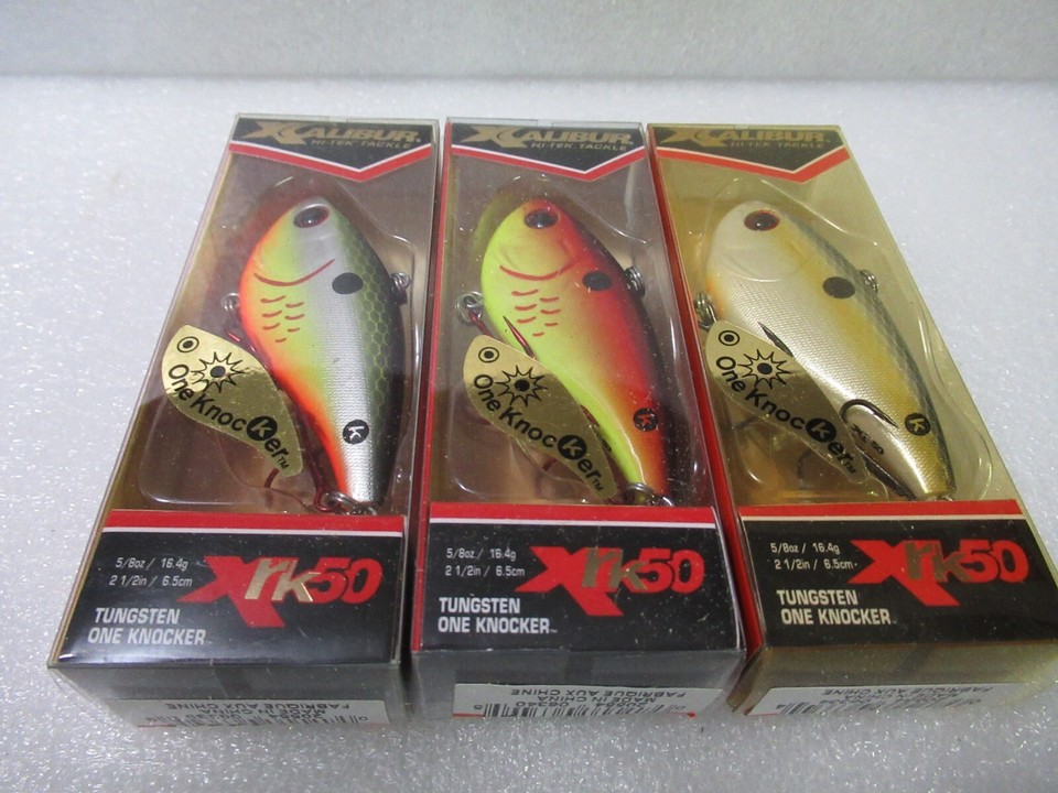 3 XCalibur XRK50 One Knocker Rattle Baits Wounded Red Craw Foxy Shad ...