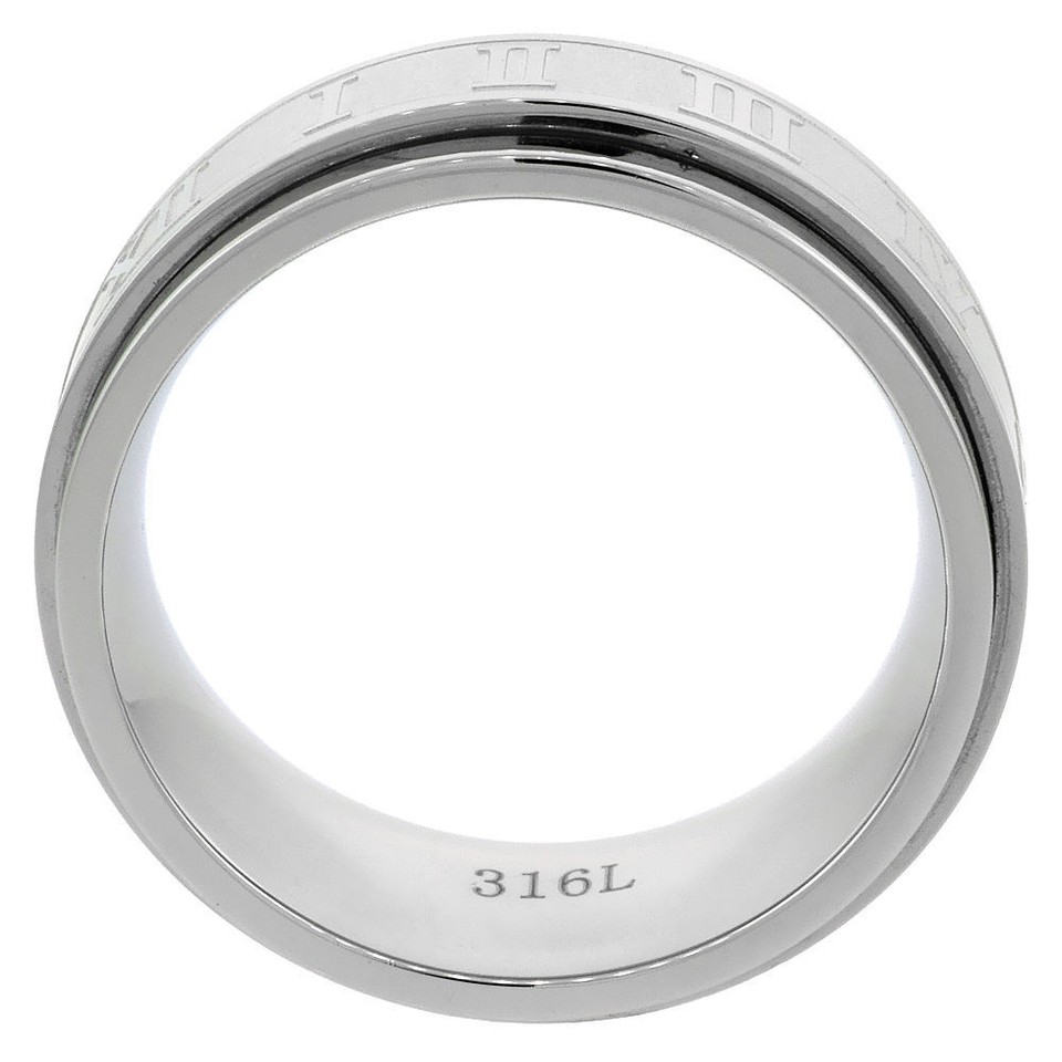 Stainless Steel Spinner Band Ring w/ Roman Numerals | eBay