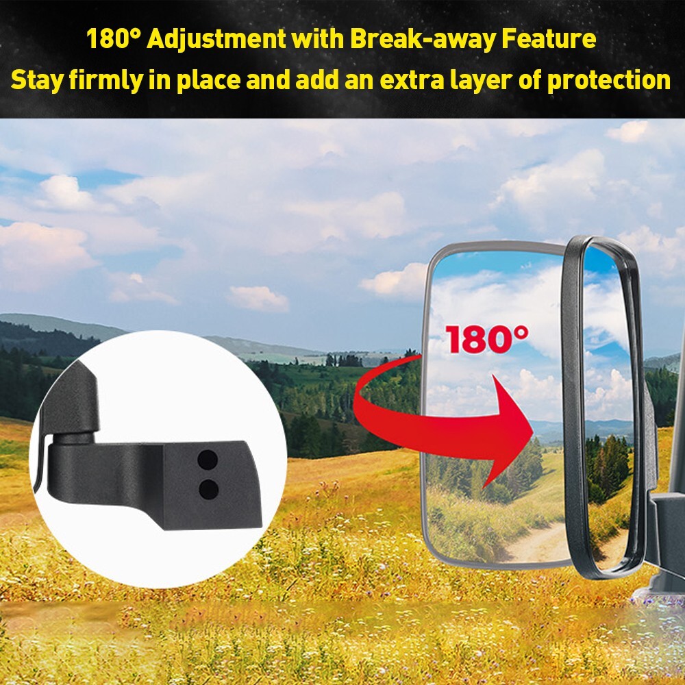 UTV Door Mounted Rear View Side Mirrors for Polaris Ranger XP 1000 Crew ...