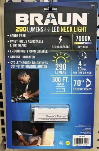 Braun 290 Lumen LED Neck Light Rechargeable. Jogging. Work. Mechanic | eBay