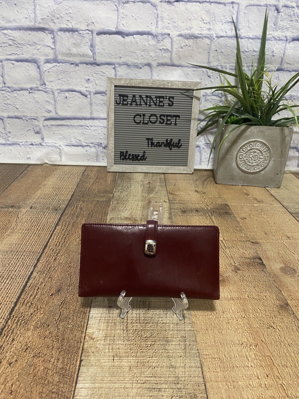 Lauren Ralph Lauren RLL Maroon Women's Checkbook Clutch Organizer ...