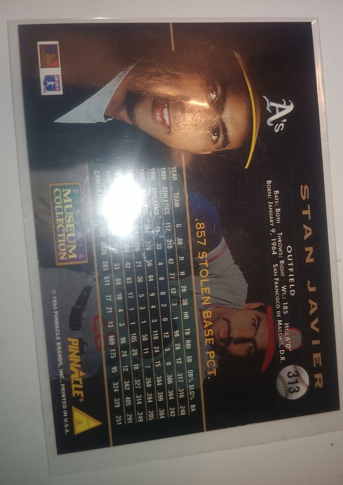 RARE! 1994 Pinnacle Museum Collection #313 Stan Javier Trade Redemption ...