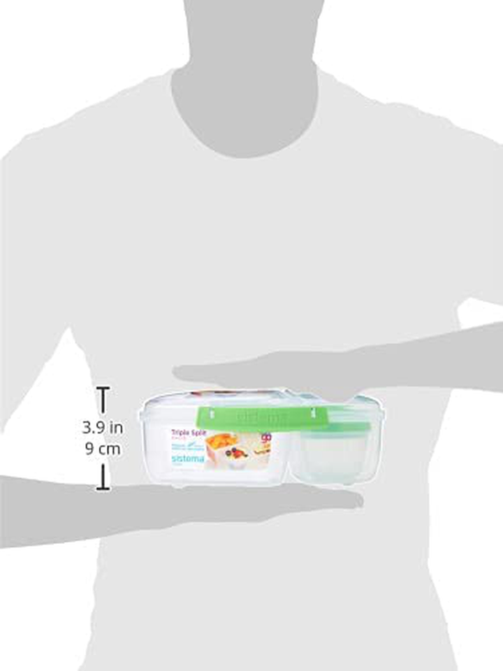 Sistema Lunch Triple Split Lunch Box with Yoghurt Pot Tub 2L Container ...
