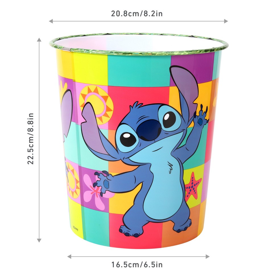 Disney Stitch Kids Waste Bucket Paper Bin Basket for Bedroom Desk ...