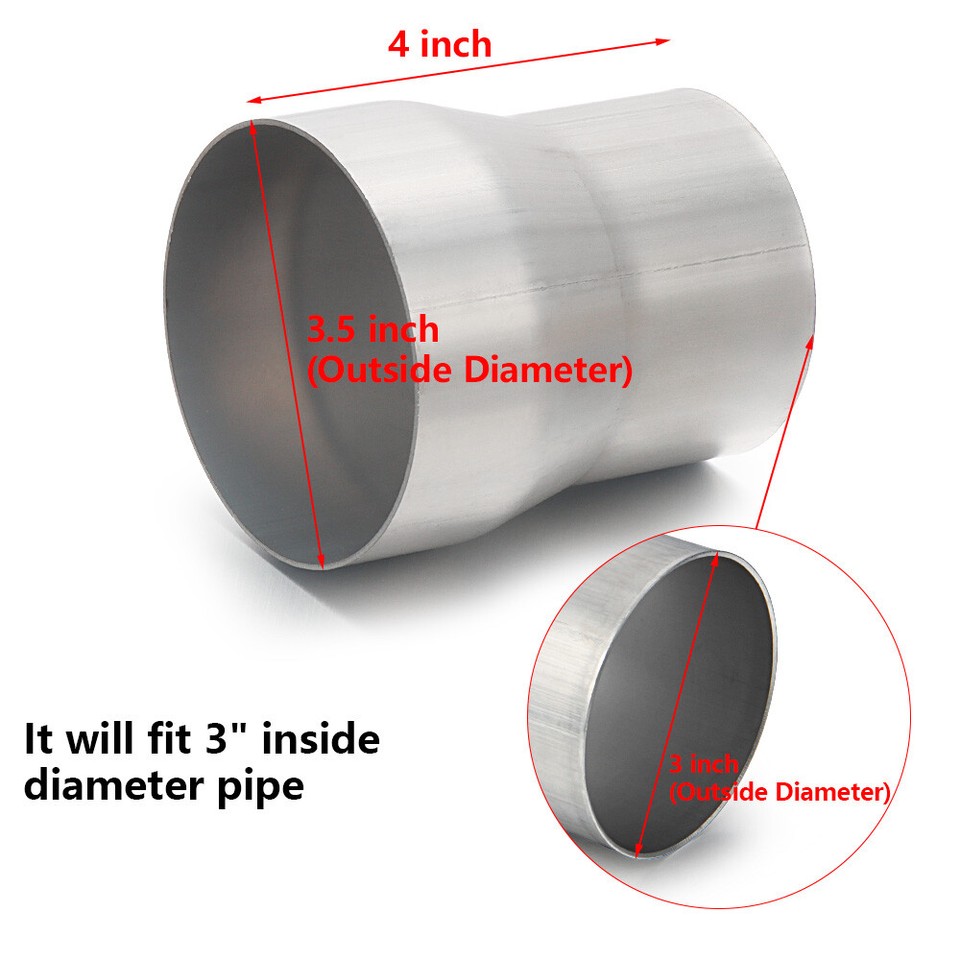 3"OD to 3.5"OD Exhaust Pipe Tip Adapter Reducer Connector 304 Stainless ...
