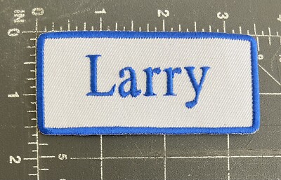 Larry Lawrence Blue White Name Tag Embroidered Patch Badge Uniform Oil ...