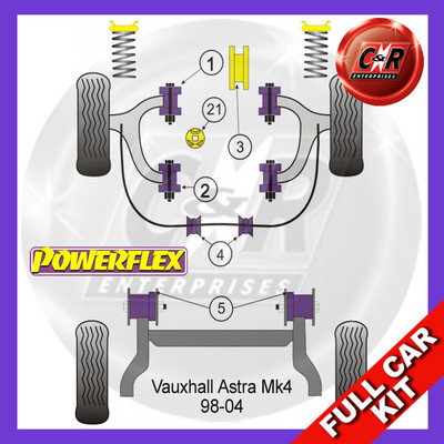 Powerflex Complete Bush Kit Fits Opel Astra MK4 - G (98-04) SRi + GSi ...