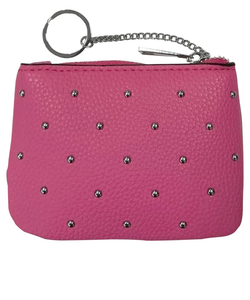 Women Studded PU Leather Zip Coin Purse with Keychain ZL-2410 Small ...