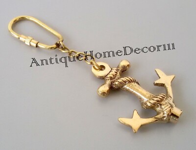 Vintage Brass Anchor Key Chain Golden Finish Nautical Gift Marine ...
