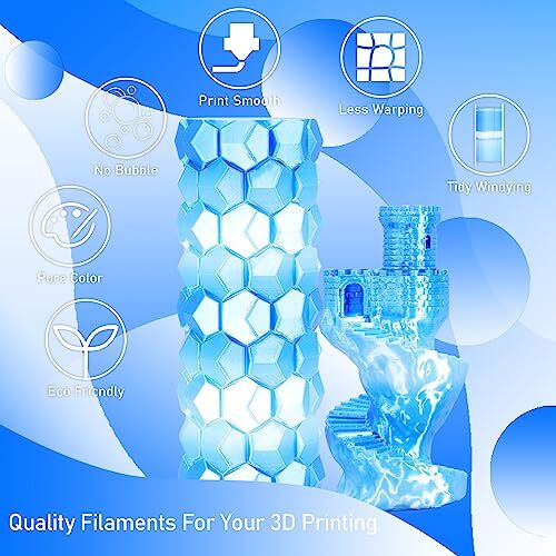 Silk White Color Change to Silk Sapphire Blue PLA 3D Filament, White to ...