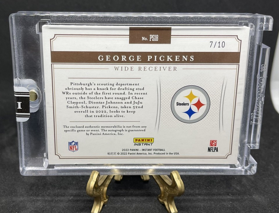 2022 STEELERS GEORGE PICKENS Panini Prime Signatures Rookie Auto RC SSP ...