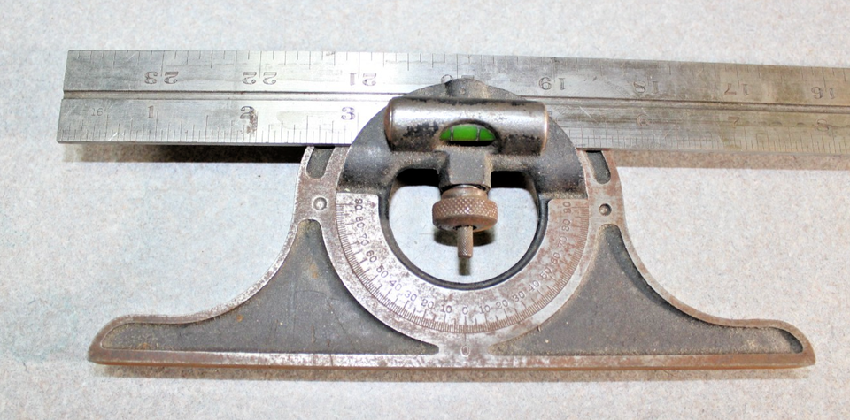 Vintage Brown & Sharpe No. 4 24" Ruler, PROTRACTOR, & Hardened Center ...