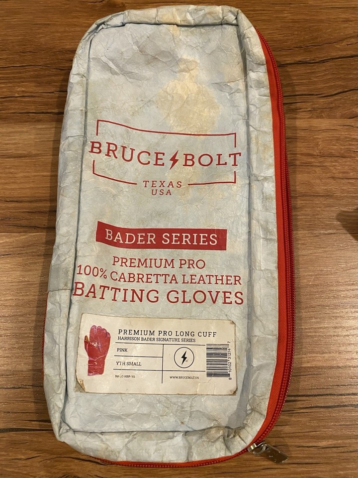 Bruce bolts Batting Gloves Pink Red Used BADER SERIES LONG CUFF | eBay