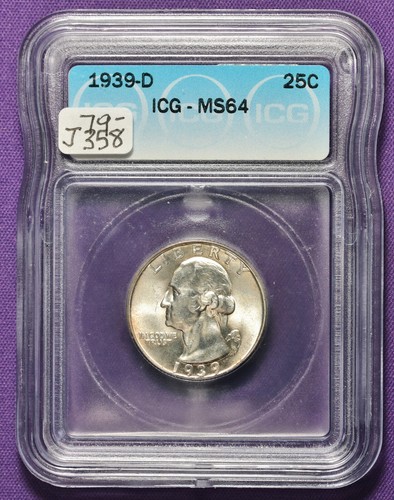 1939-d Washington Quarter. In ICG Holder. MS64. J358 | eBay