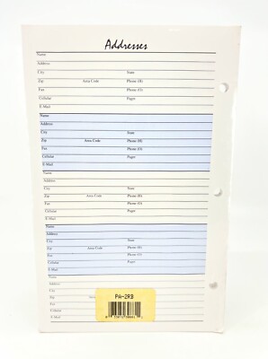 Franklin Covey ESPN Address Phone Refill Pages Classic Size 5.5” x 8.5 ...
