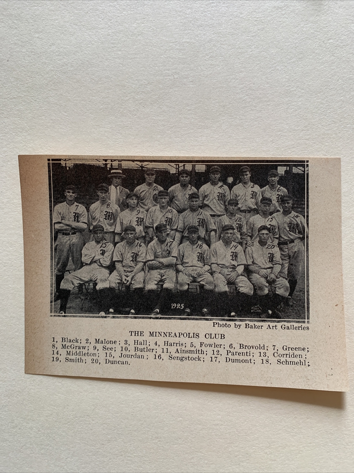Minneapolis Millers Pat Malone Pat Duncan E. Smith 1925 Baseball Team ...