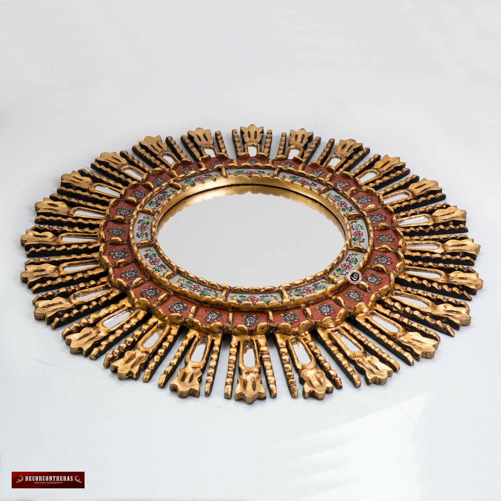 Handmade Gold Round Sunburst Mirror 23.6" - Decorative Accent Wall ...