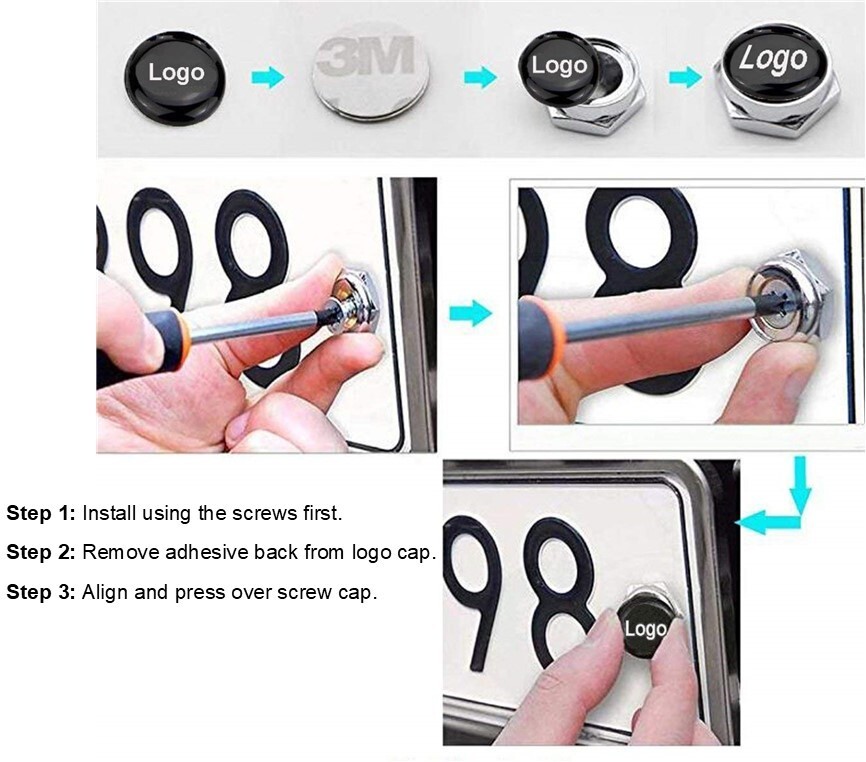 4pcs License Plate Frame Security Screw Bolt Cap Covers for B M W- FREE ...