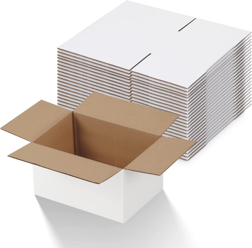 7X5X4 Inches Shipping Boxes Pack of 25, White Cardboard Corrugated Box ...
