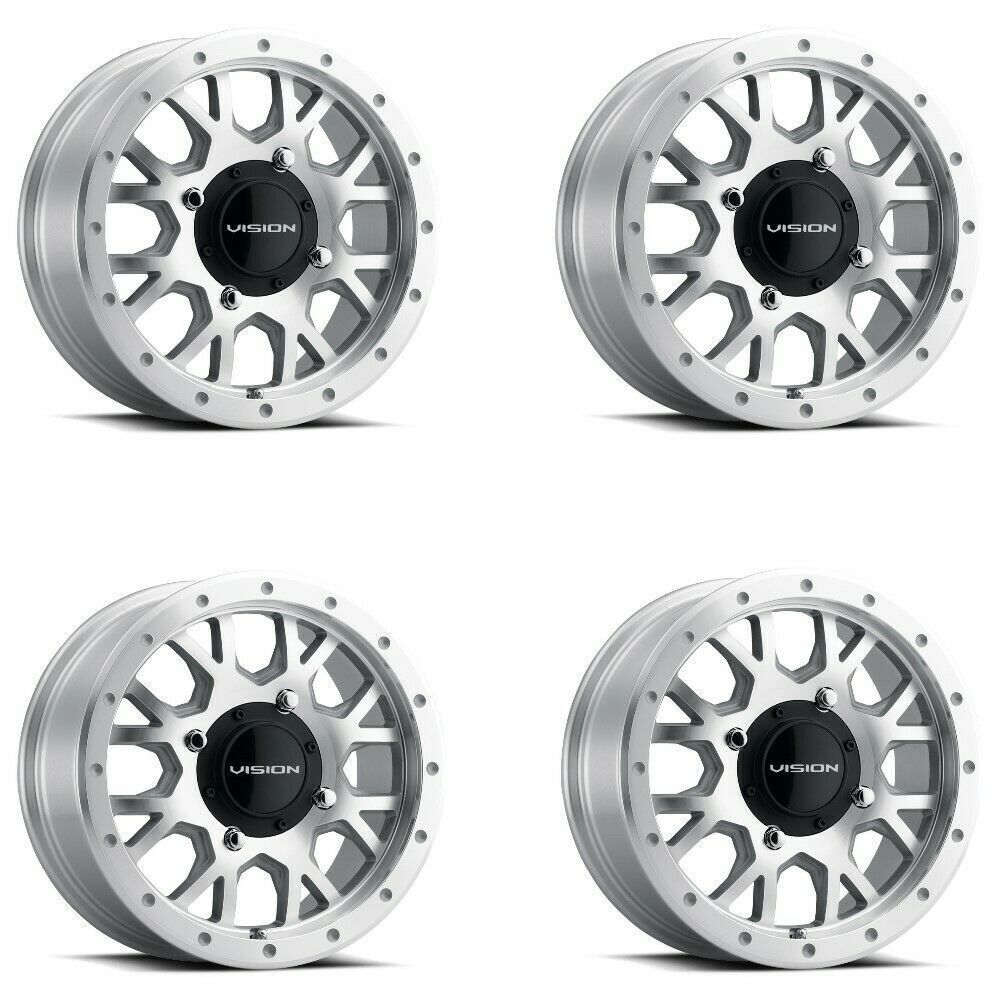 Set 4 15" Vision ATV GV8 Invader 15x6 Machined 4x136 Wheels 38mm Rims ...