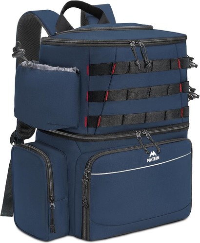 Water Resistant Fishing Tackle Backpack with Rod Holders & Cooler,Blue ...