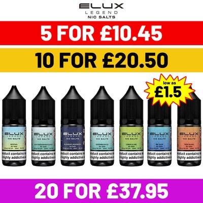 Elux Nic Salt 10ml E Liquid Vape Juice- Elux Salts 50VG/50PG- Mix n ...
