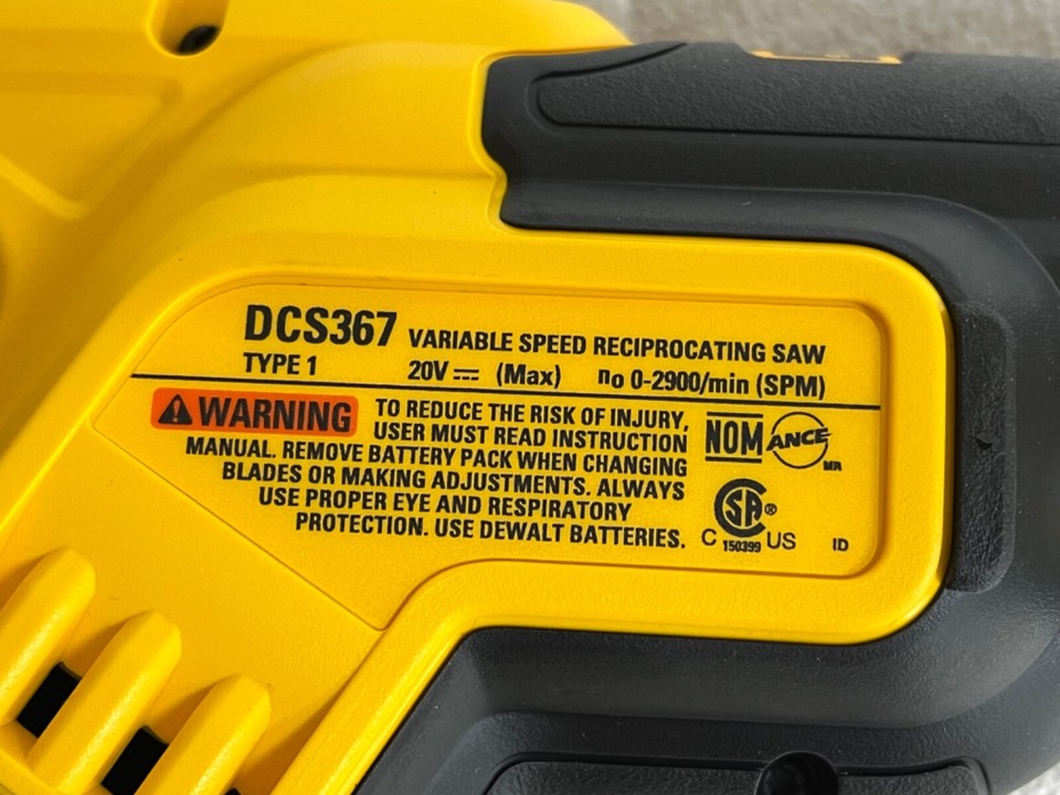 New DeWalt XR 20v Max DCS367B Brushless Cordless Reciprocating Saw ...