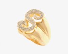 Vintage 18K Yellow Gold .50 Carat Round Diamond Initial Letter S Ring ...