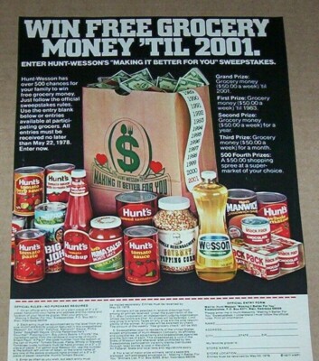 1978 print ad - Hunt-Wesson Snack Pack Big John beans sweepstakes ...