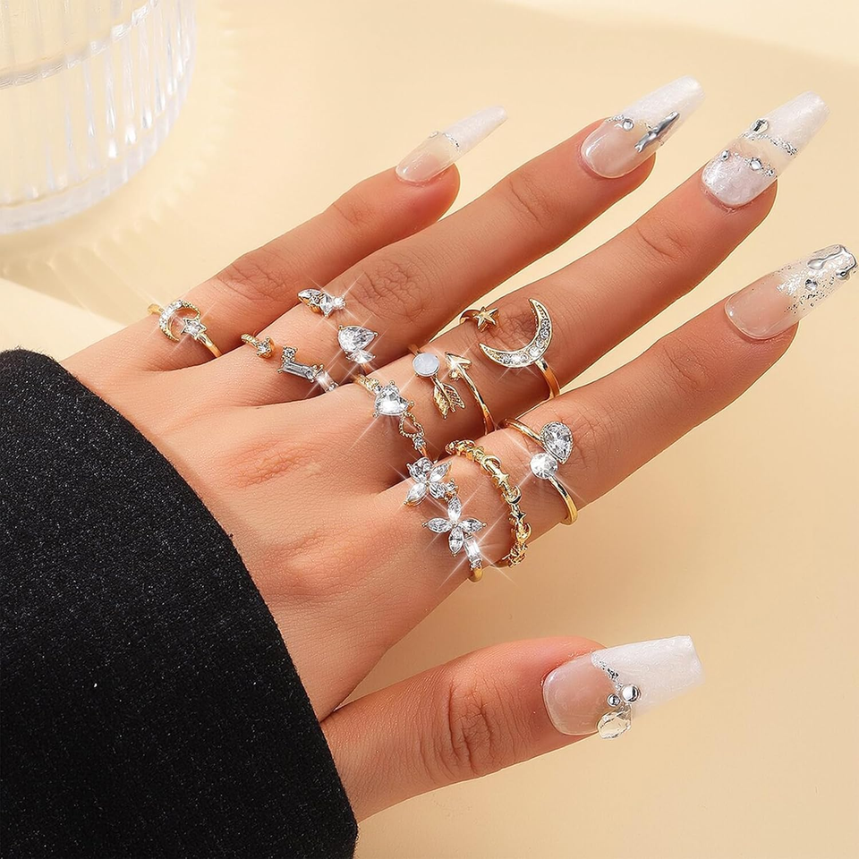 Gold Stackable Rings for Women Teen Girl Gifts Trendy Stuff Simple Star ...