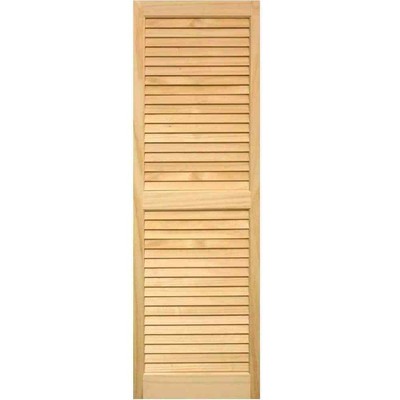 Pinecroft Louvered Shutters 15"x43" Paintable Wood Rectangular ...
