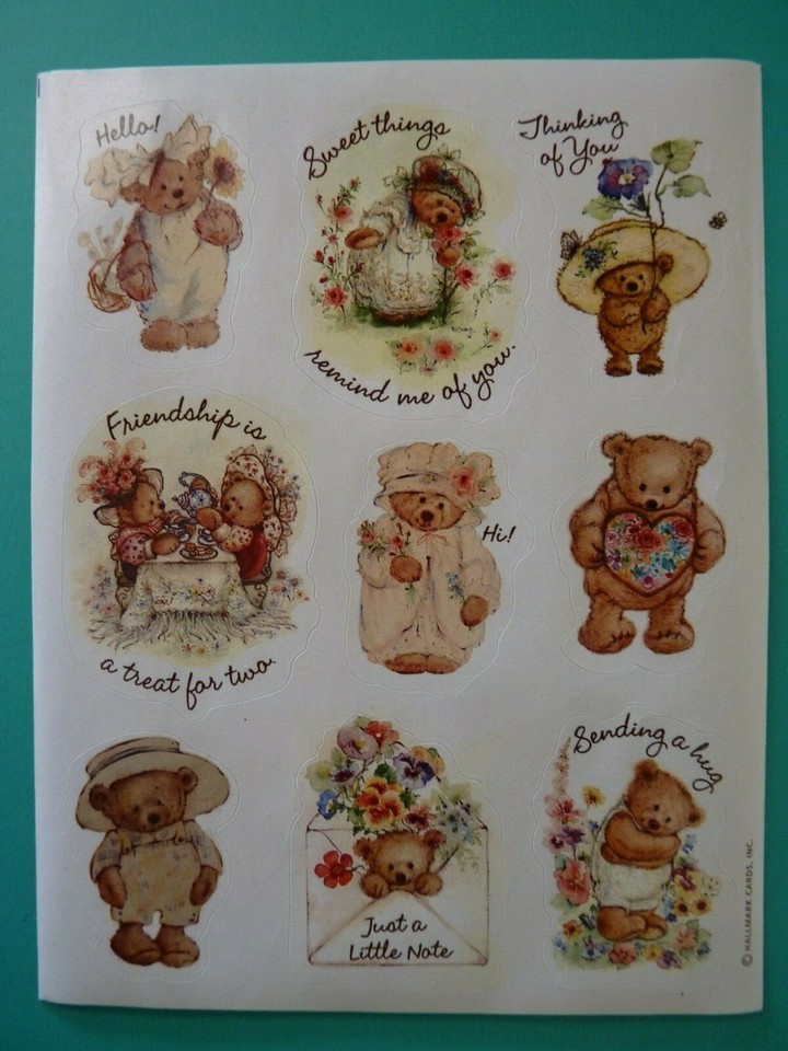 Vintage Hallmark MARY HAMILTON BEARS Stickers (3) Loose Sheets | eBay