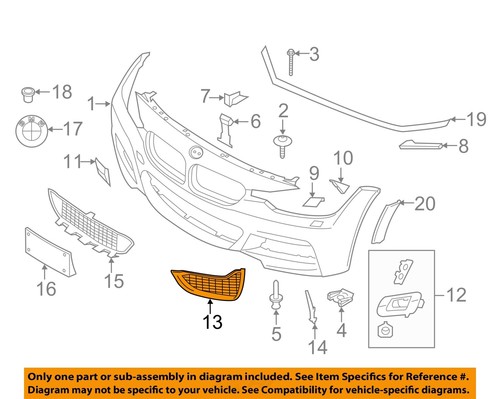 BMW OEM 15-16 M4-Grille Right 51118054302 | eBay