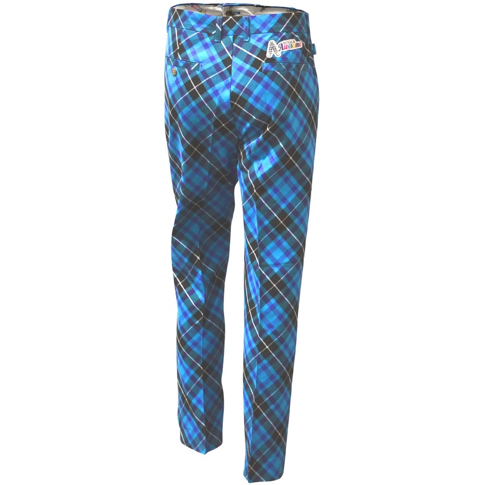Royal and Awesome Men`s Golf Pants Blue Plaid Trews Tartan Golf Pants ...