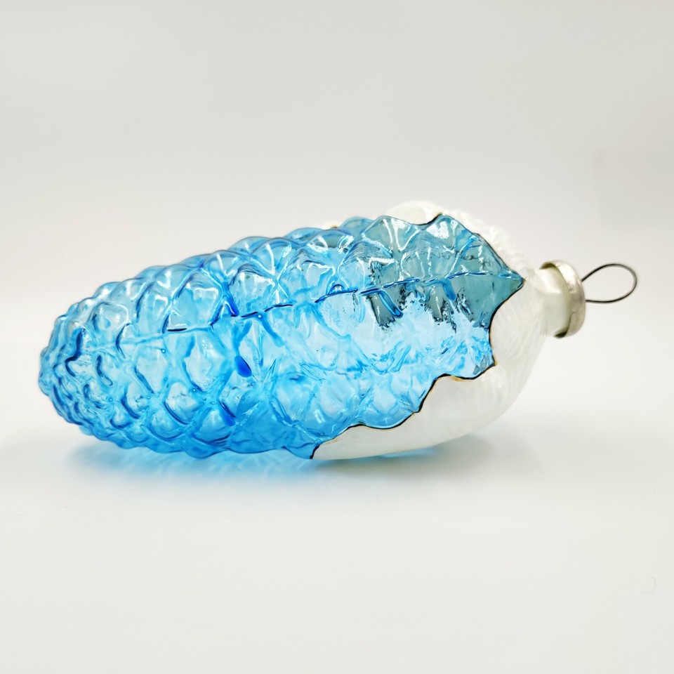 Glass Ornament "Big Blue Ice Cone Fir Spruce" Christmas vintage decor ...