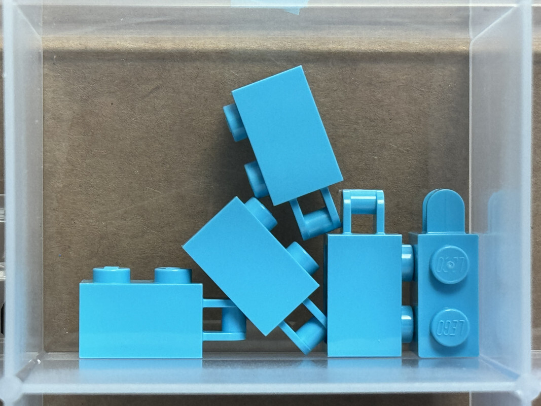 LEGO Parts - Medium Azure Brick 1 x 2 with Bar Handle on End - No 34816 ...