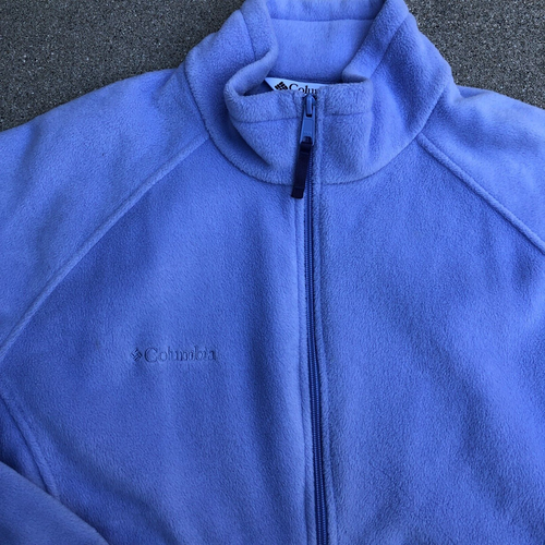 COLUMBIA Fuzzy Sherpa Fleece Jacket Women's XL Purple Full Zip Winter ...
