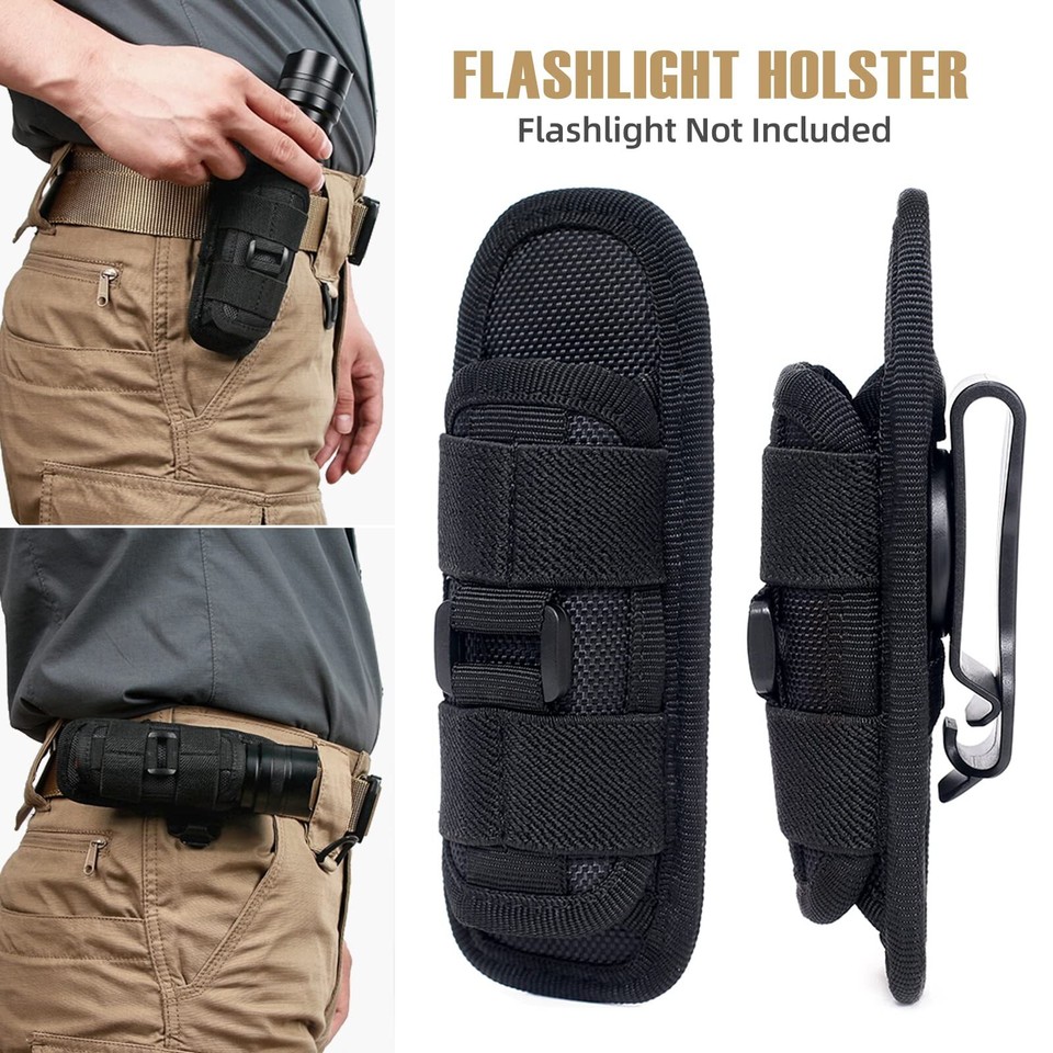 Tactical Flashlight Pouch Holster, Rotatable Flashlight Holder Belt ...