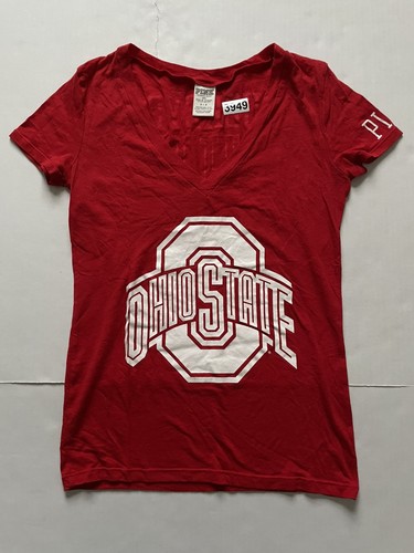 Victoria's Secret Pink Ohio State Buckeyes T Shirt Womens S Red V Neck ...