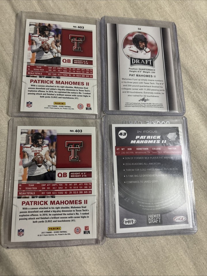 2017 Patrick Mahomes Rookie Card Lot (4) Cards Total | eBay