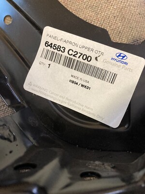 NEW HYUNDAI OEM 2018 Sonata-Front Fender Apron Panel Cover Right ...