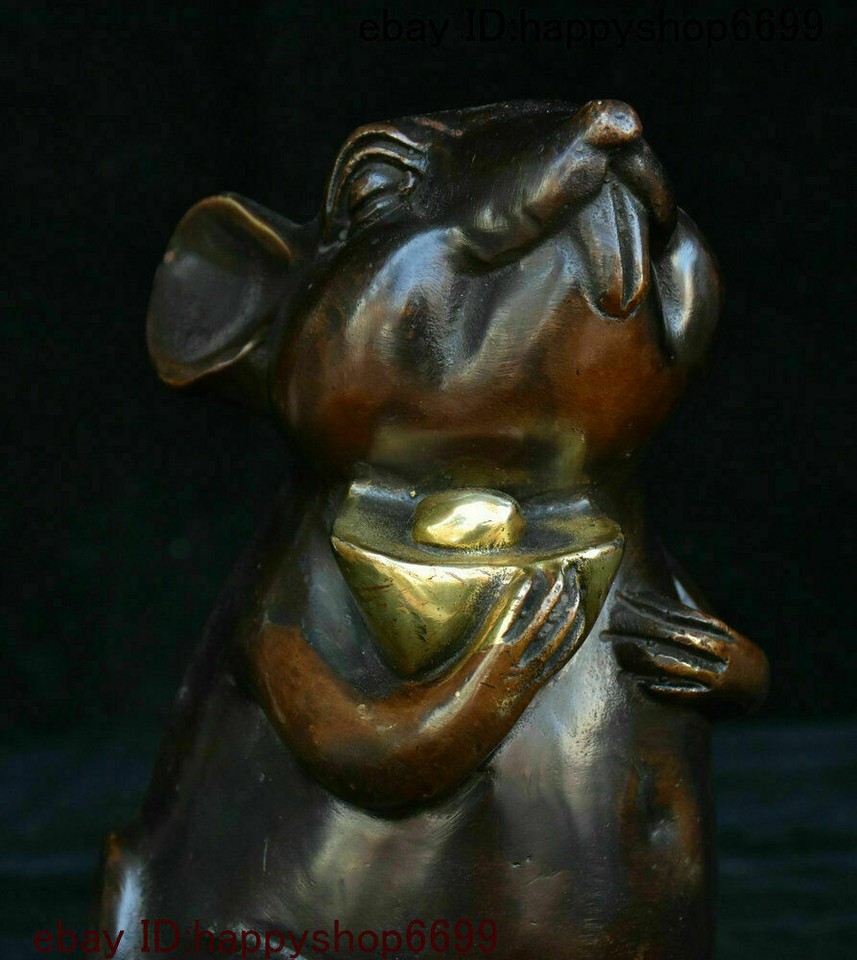 Collect Chinese Bronze Gilt Fengshui 12 Zodiac Year Animal Mouse Yuan ...