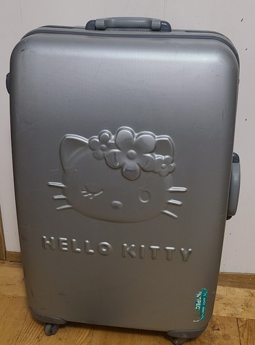 Vintage Hello Kitty Hard Shell ABS Rolling 32" Checked Luggage Suitcase ...